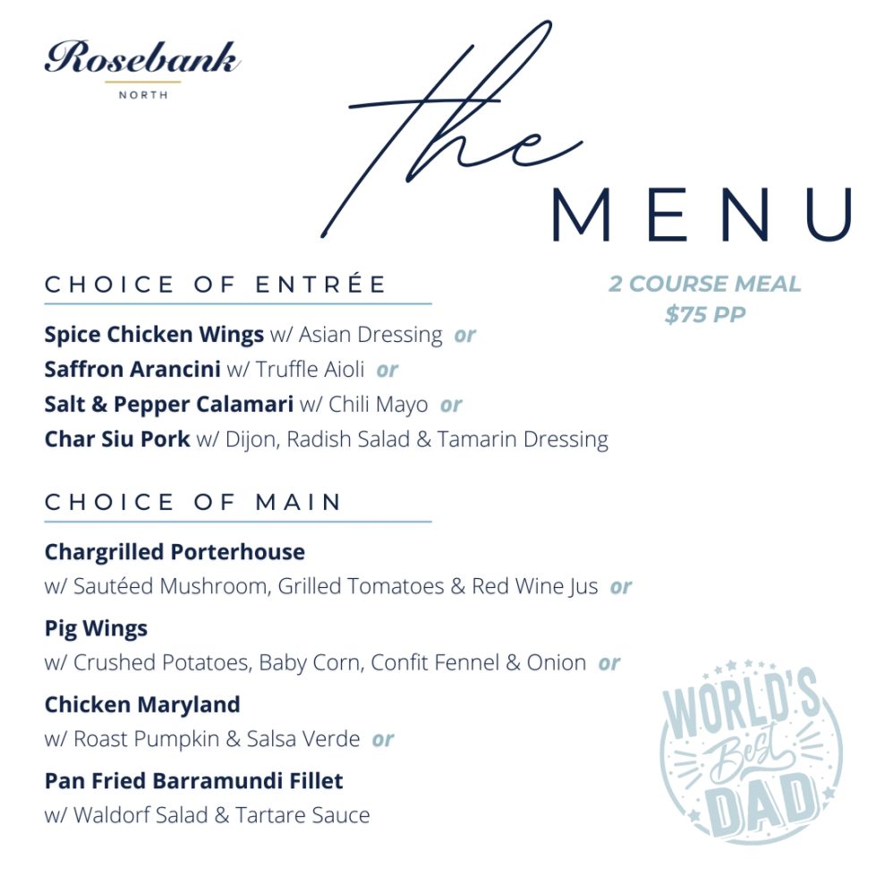 Events Menu - Rosebank North